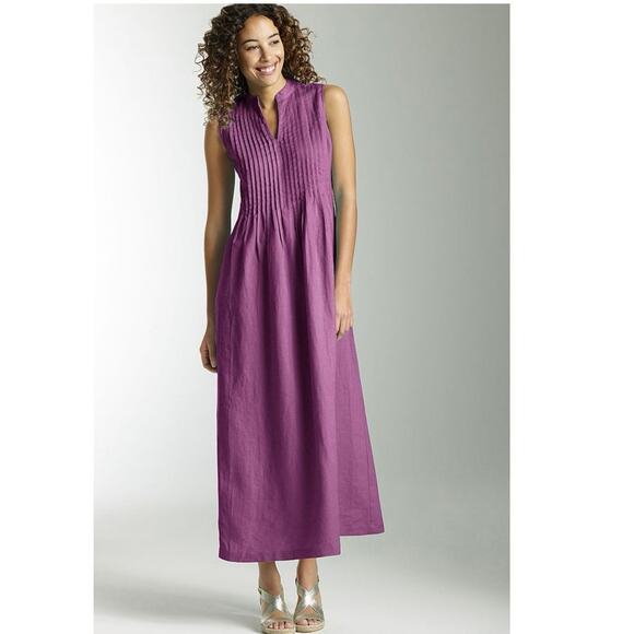 J. Jill | Dresses | J Jill Dress Small Maxi Linen Purple Sleeveless Shirt Dress Summer Lagenlook ...